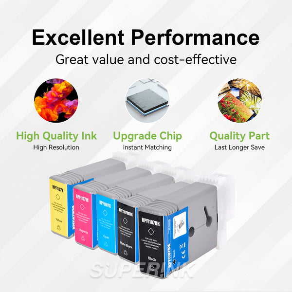 Compatible Canon PFI-107 Ink Cartridge Combo MBK/BK/C/M/Y By Superink - Superink.ca