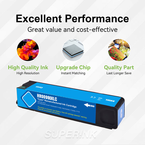 Compatible HP 990X (M0J89AN) Cyan Ink Cartridge By Superink - Superink.ca