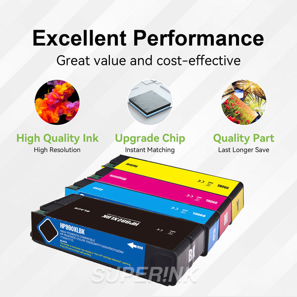 Compatible HP 990X Combo Ink Cartridge BK/C/M/Y By Superink - Superink.ca