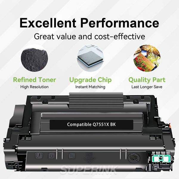 Compatible HP Q7551X Toner Cartridge Black High YIeld By Superink ...