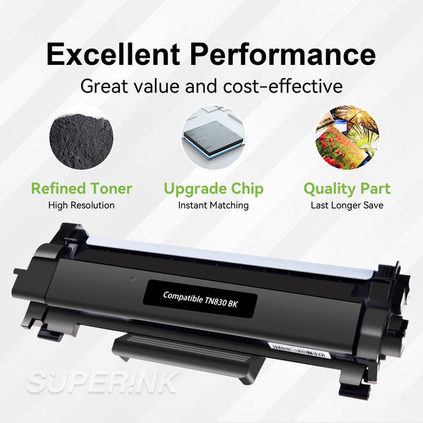 Compatible Brother TN830 TN830XL 3000 Pages Black Toner with chip by S ...
