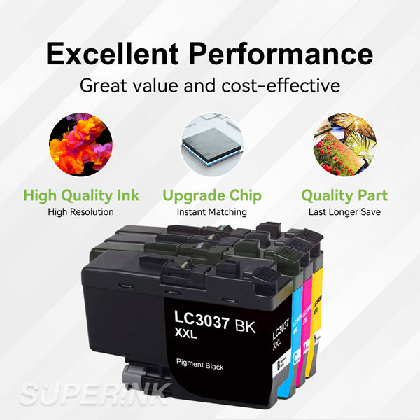 Compatible Brother LC3037 XXL Combo Ink Cartridge BK/C/M/Y by Superink ...