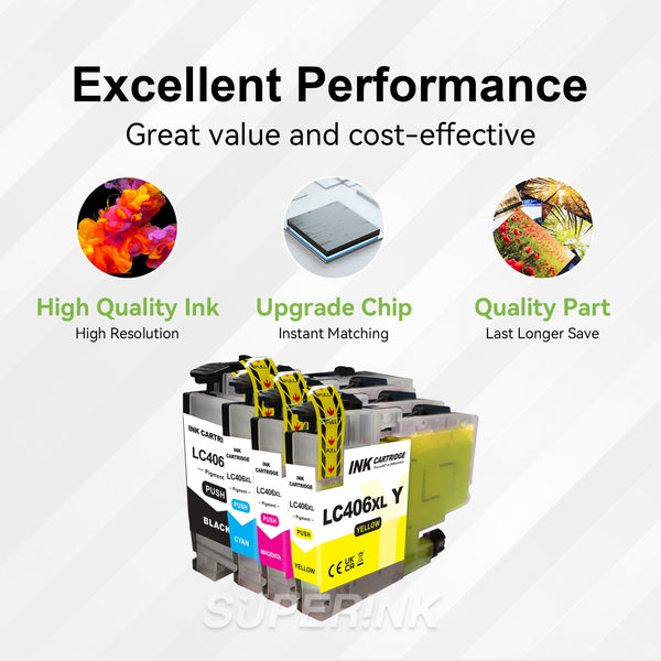 Compatible Brother LC406XL High Yield Ink Cartridge Combo by Superink ...