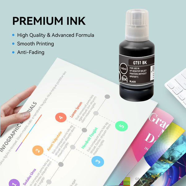 Compatible HP GT51 M0H57AA Black Ink Bottle - Superink.ca