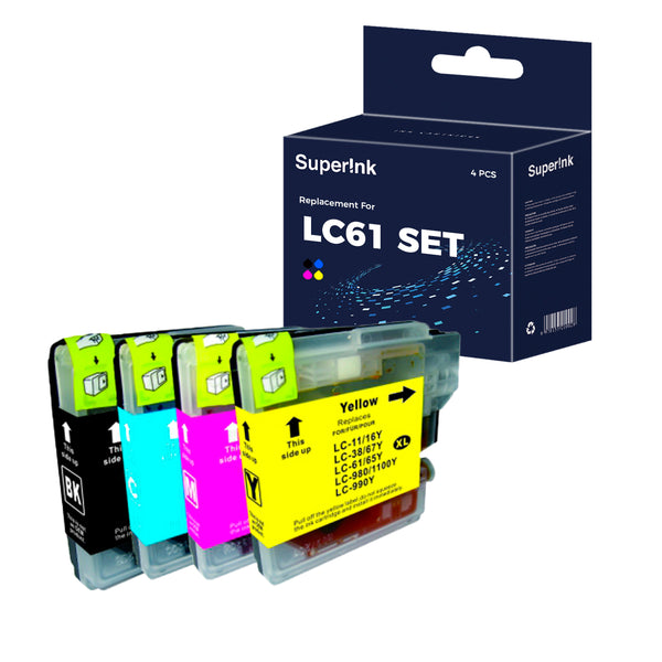 Compatible Brother LC61 Ink Cartridge Set BK/C/M/Y by Superink ...